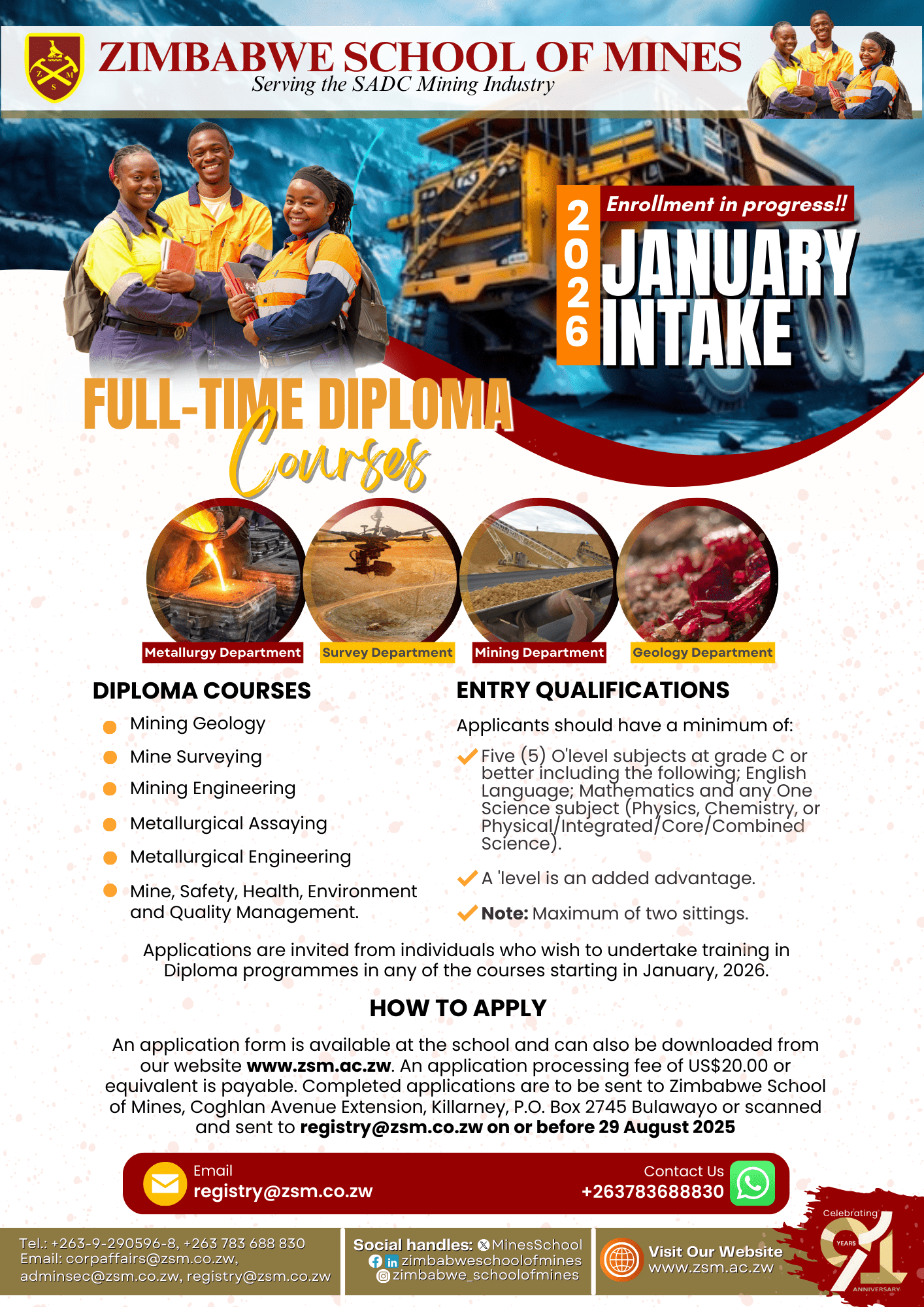 Full-Time January 2026 Intake - Zimbabwe School of Mines
